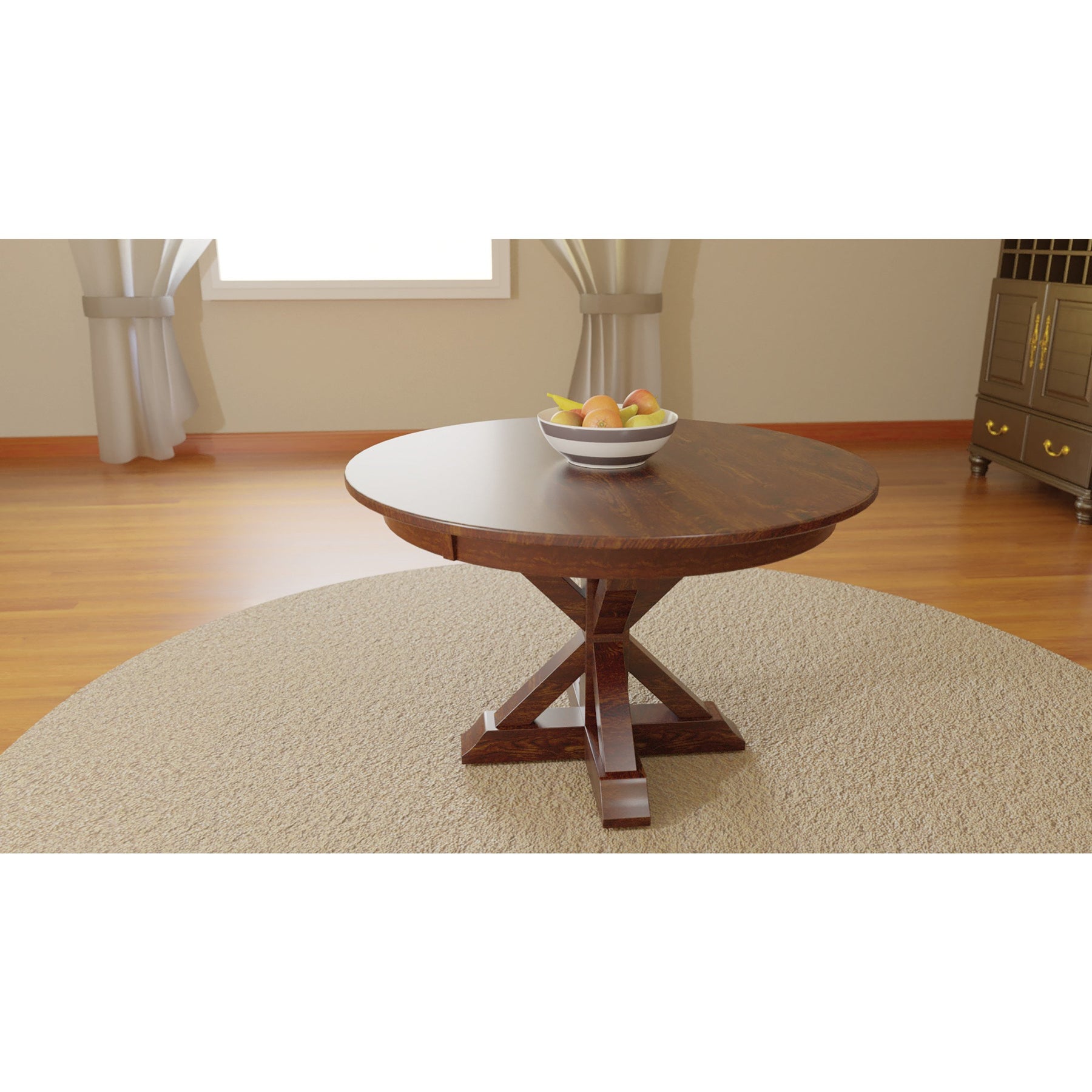 Casual 'X-Base' Single Pedestal Dining Table | Amish Solid Wood ...