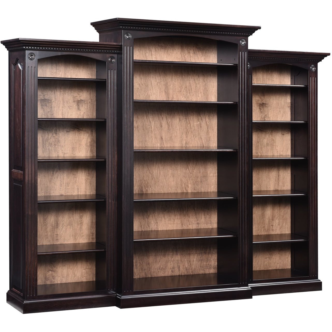 QW Amish Deluxe Bookcase 3pc Set – Quality Woods Furniture